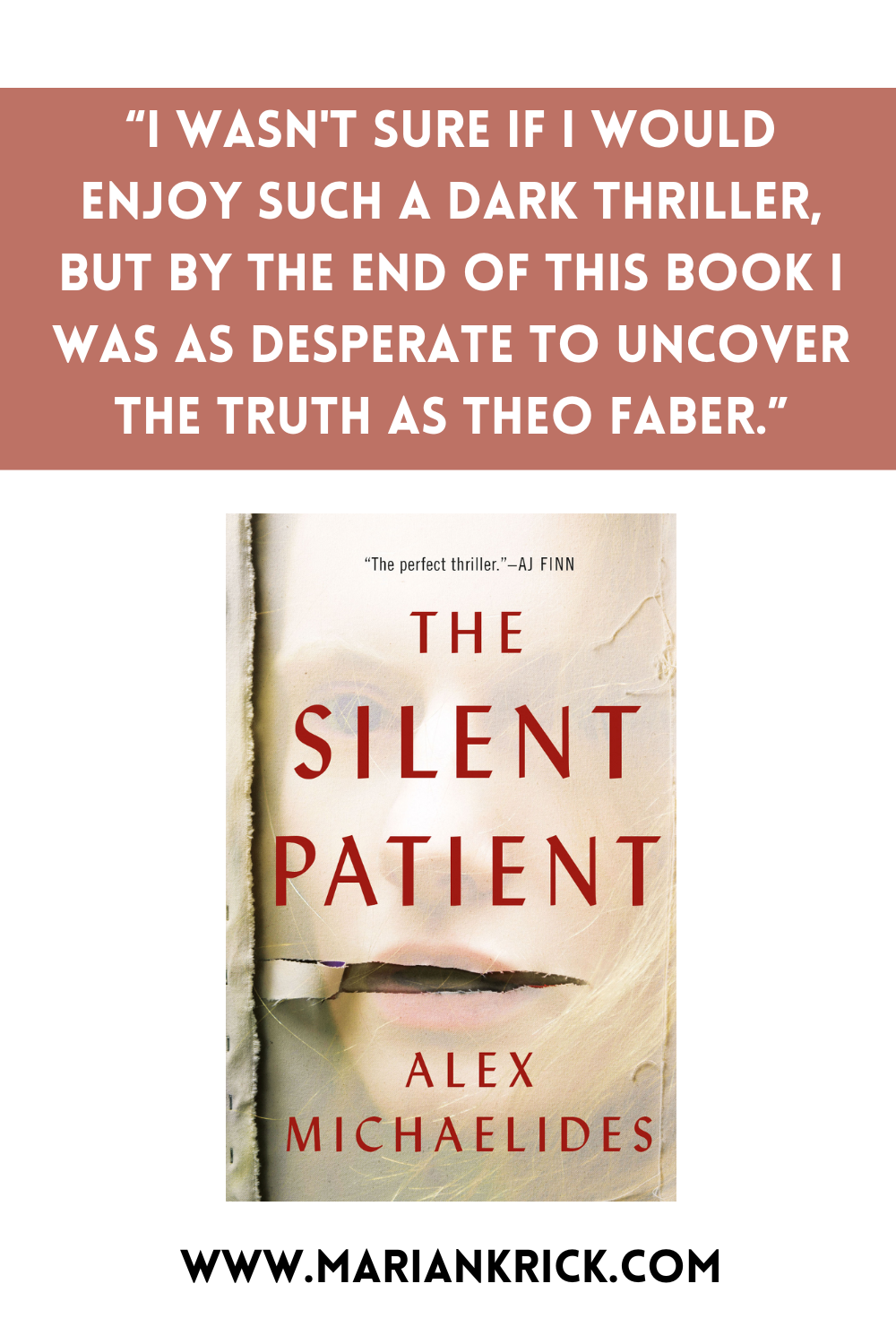 The Silent Patient Book Review by Alex Michaelides - Marian Krick